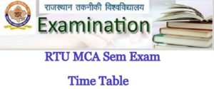 RTU MCA Exam Time Table 2024 ~1st 3rd Sem Exam Schedule Download