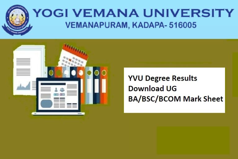 YVU Degree Results 2024 UG BA/BSC/BCOM 2nd 4th 6th Semester Mark Sheet